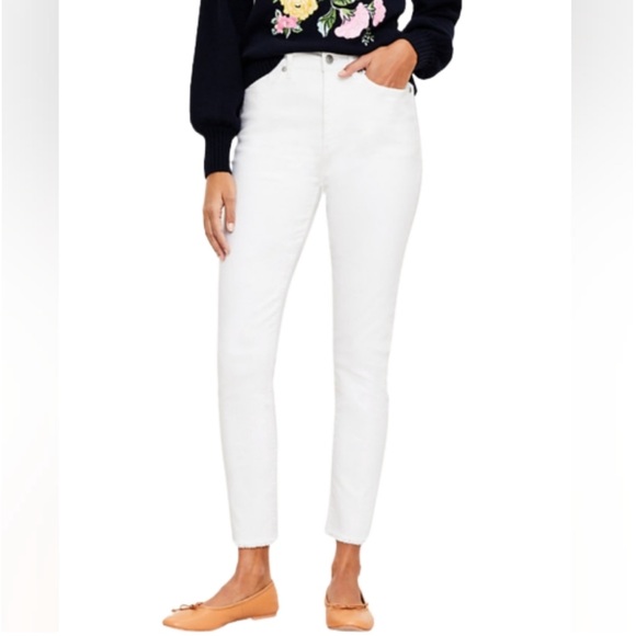 LOFT | Jeans | Nwt Loft Size 829 Curvy Skinny White Jeans Raw Hem ...